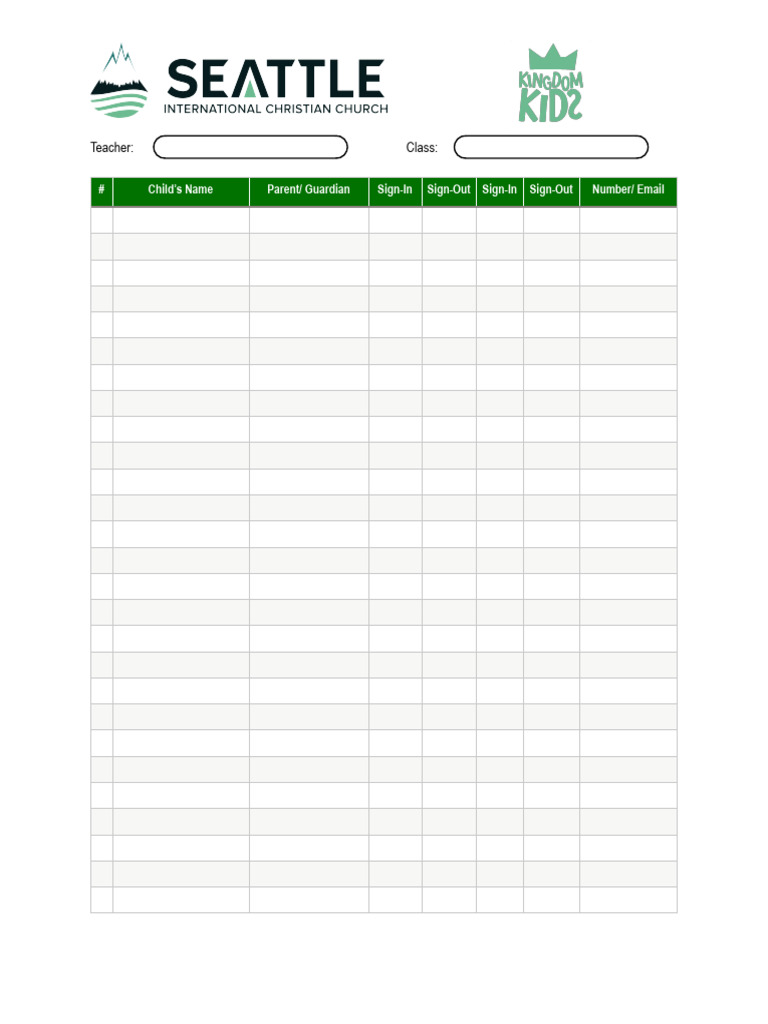 Kingdom Kids Sign Up Sheet | PDF | Wellness