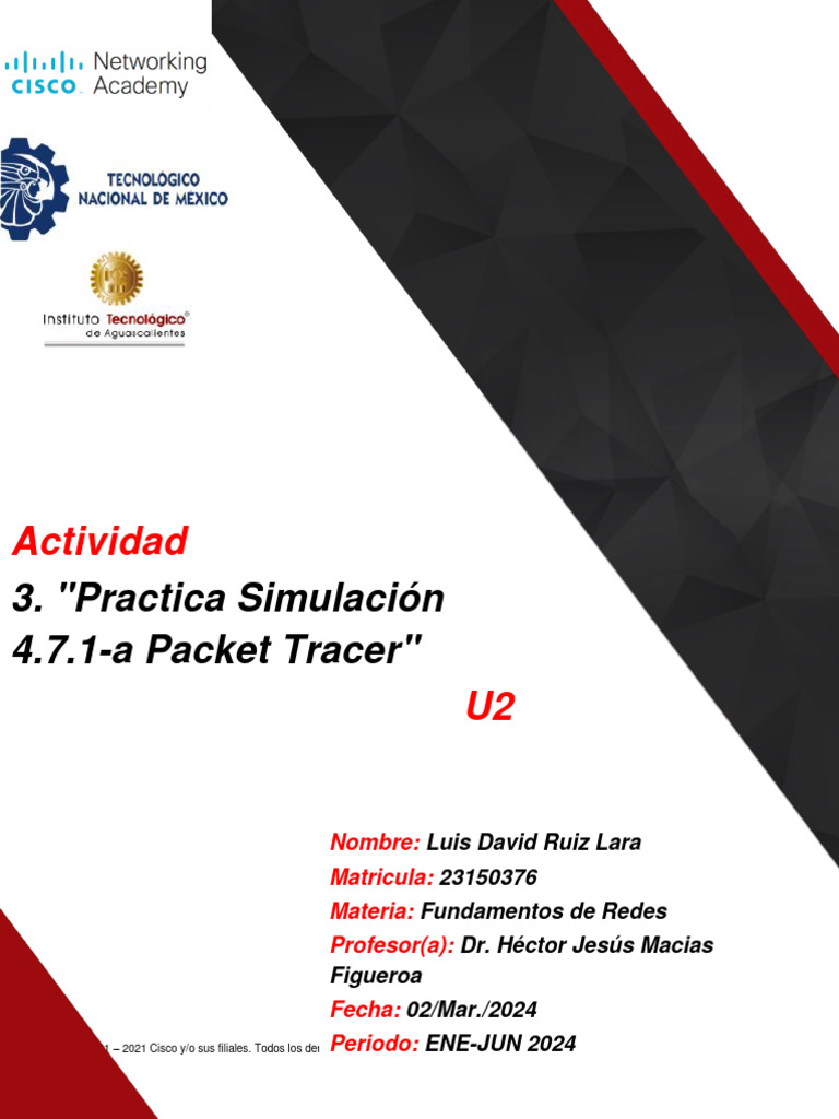 Packet Tracer - 4.7.1-A | Descargar gratis PDF | Enrutador (Computación) | Dirección IP