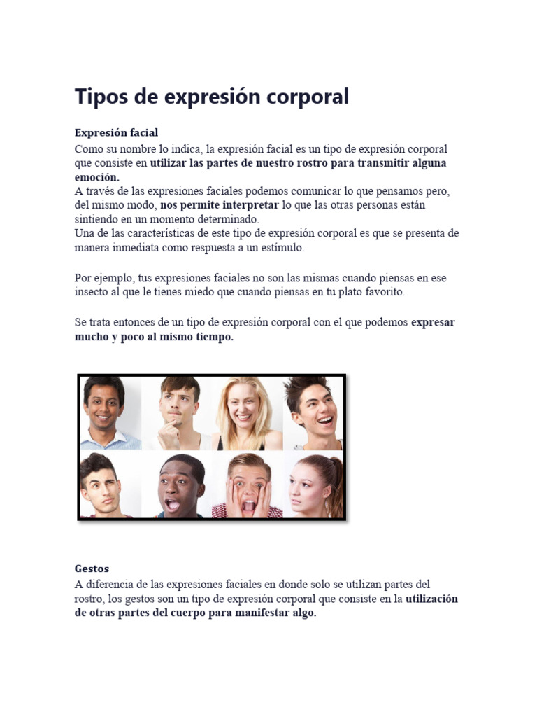 Tipos de Expresión Corporal | PDF | Bailes | Expresión facial
