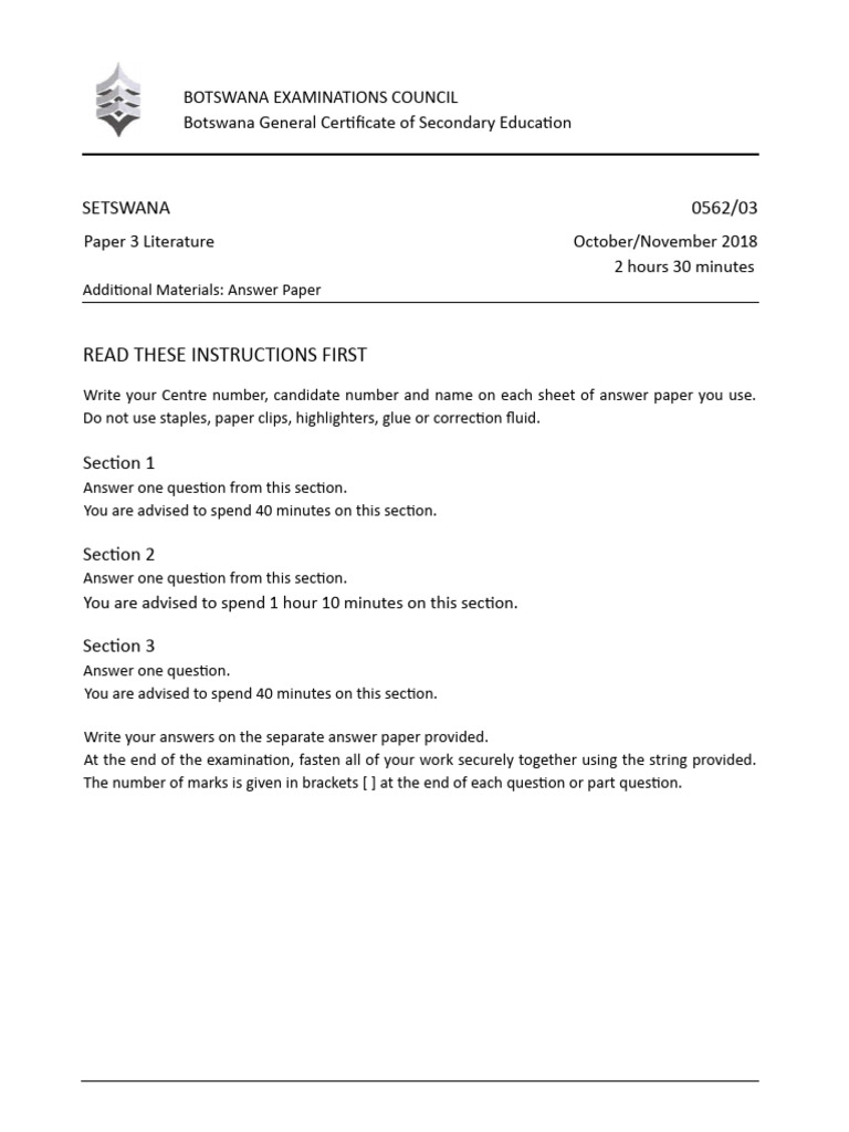 Setswana_PP3_-_2018 | PDF