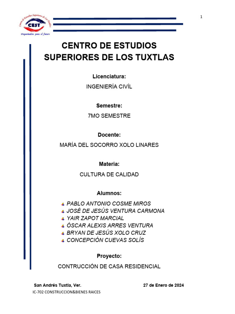 Reporte Final Proyecto de Construccion | PDF | Calidad (comercial ...