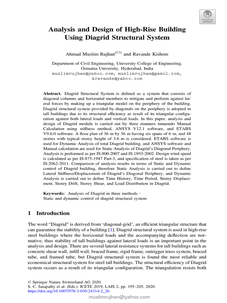 Analysis and Design of High-Rise Building Using Diagrid Structural System | PDF | Beam ...
