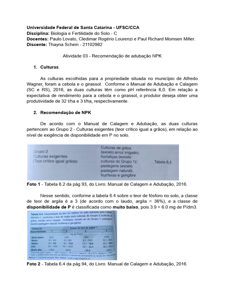 Thayna Ex03 | PDF | Agricultura | Geociências