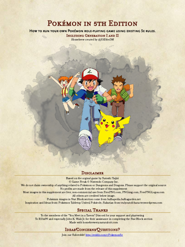 Pokemon 5th Edition - Gen I & II | PDF | Pokémon | Role Playing Games
