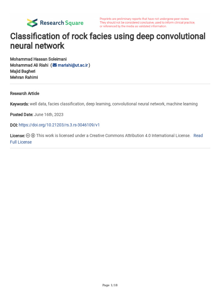 Classification of Rock Facies Using Deep Convoluti | PDF | Support ...