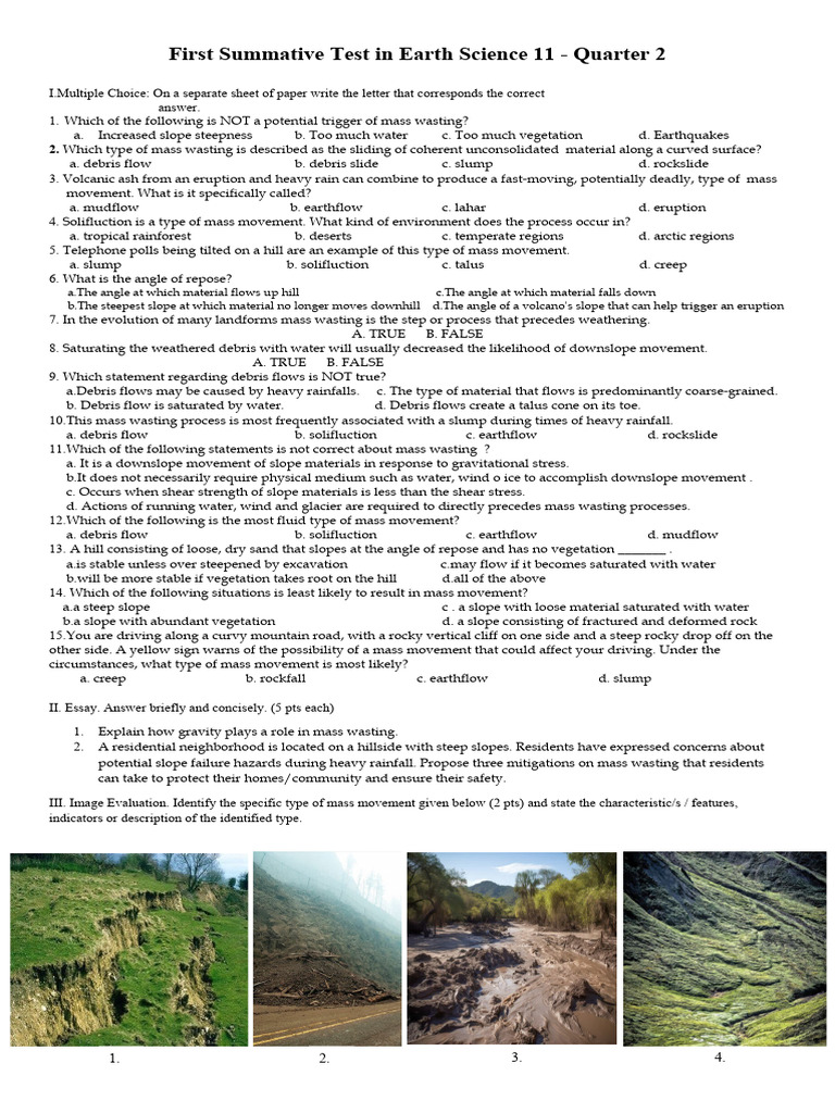 2nd Summative Test in Earth Science 11 quarter 2 | PDF | Natural ...
