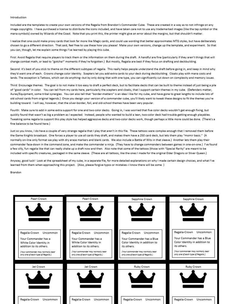 Commander Cube Regalia | PDF | Card Games | Trading Cards