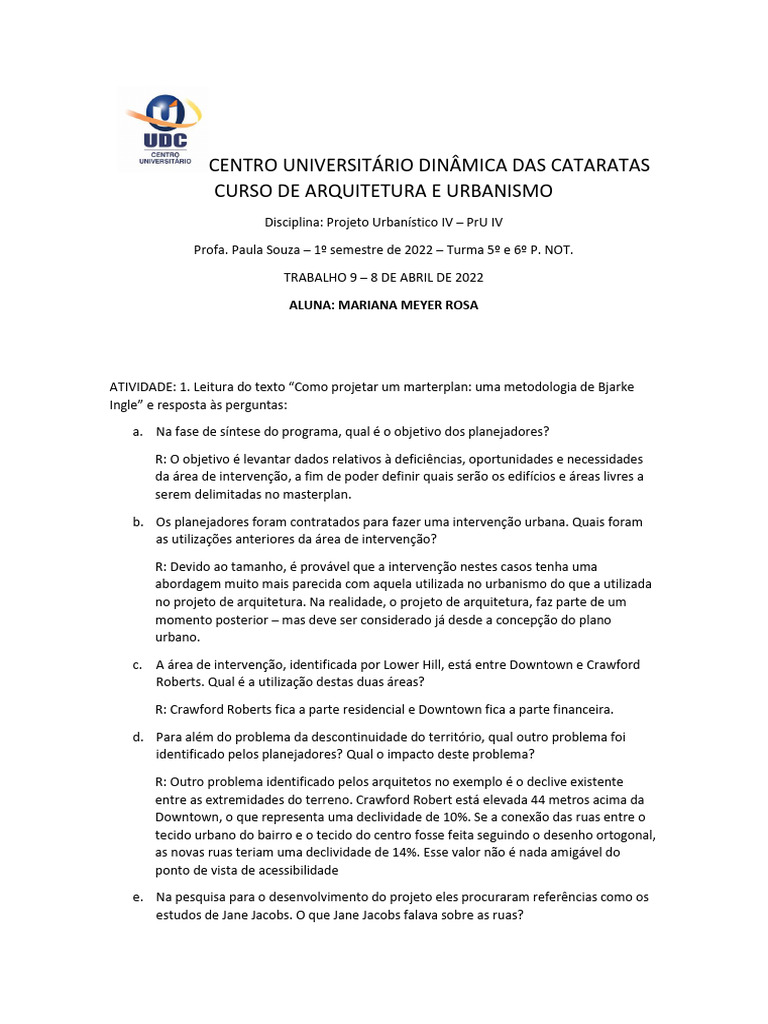 Mariana Meyer - Proj Urb IV - Trabalho 9 | PDF
