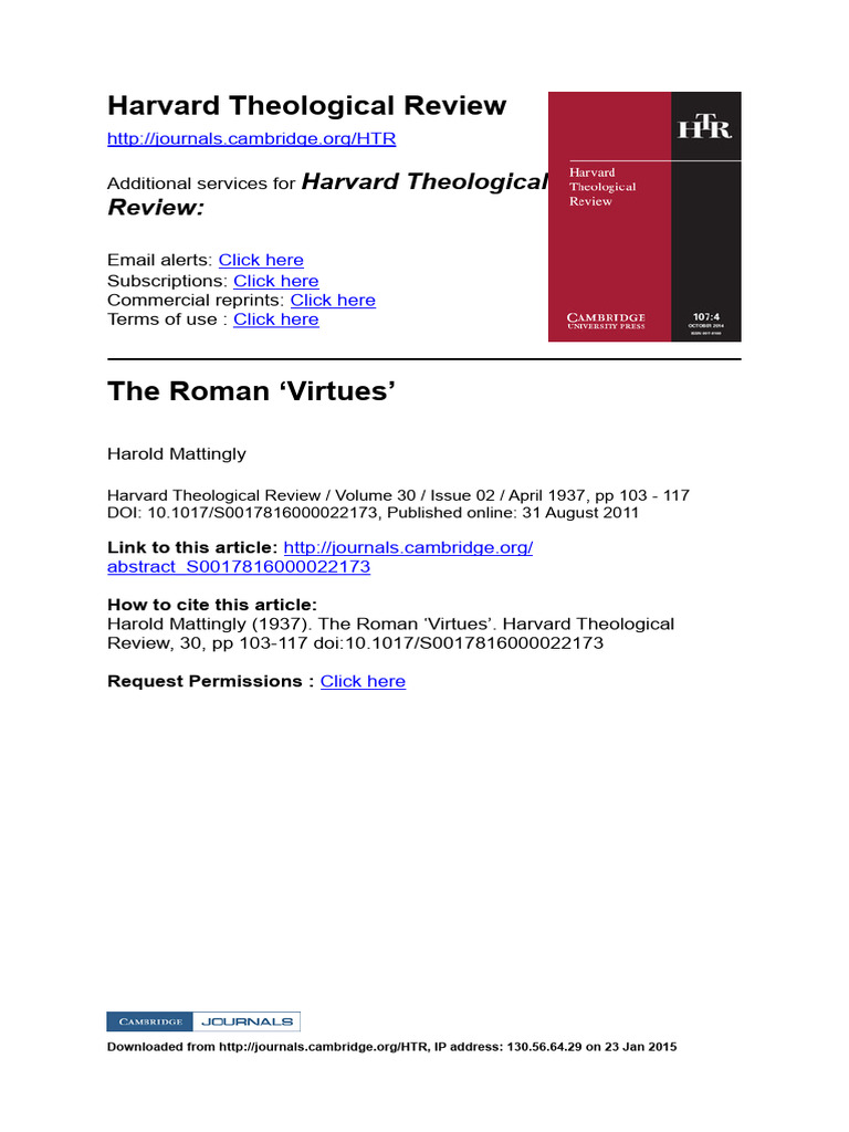 Harvard Theological Review | PDF | Roman Empire | Deities