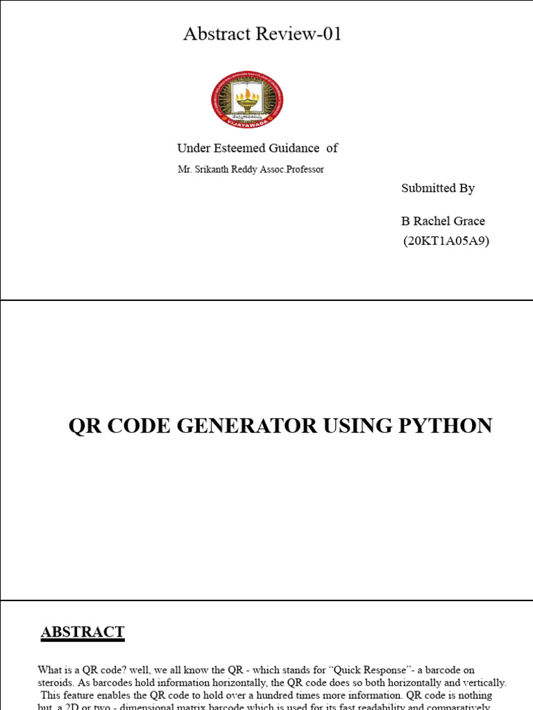 Abstract Review-01: Under Esteemed Guidance of Submitted by B Rachel Grace (20KT1A05A9) | PDF ...