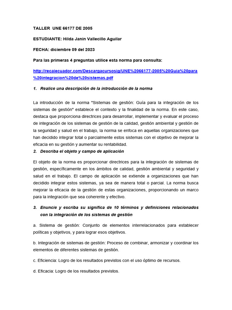 Taller-Ejercicio de Aplicación Norma ISO 14.001 | PDF | Sistema de manejo de calidad | Gestión ...