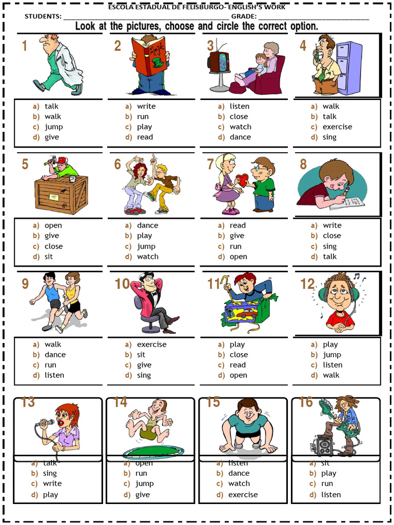 Action Verbs WORK | PDF