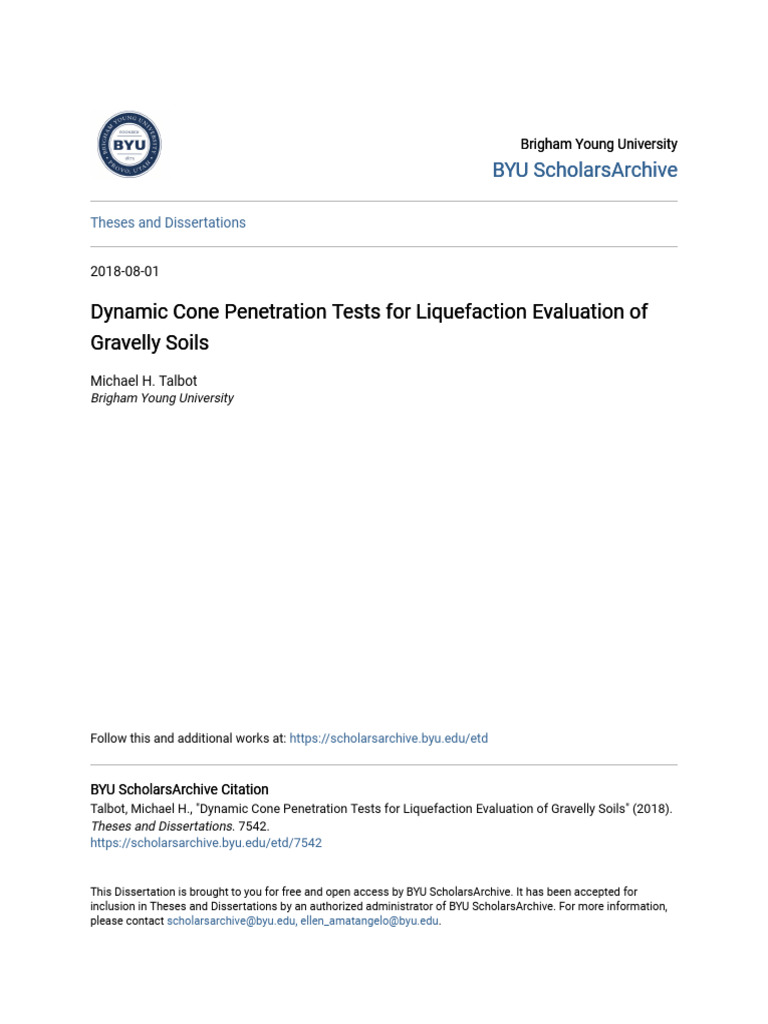 Dynamic Cone Penetration Tests For Liquefaction Evaluation of Gra | PDF ...