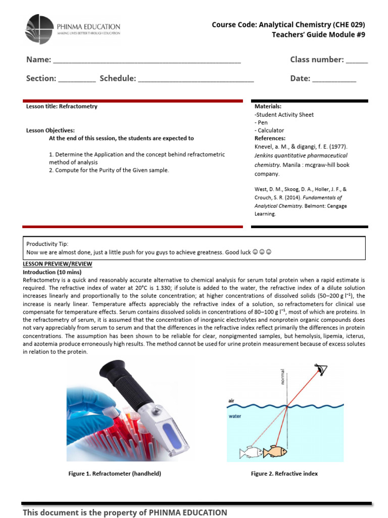 SAS 9 Refractometry | PDF | Refractive Index | Refraction