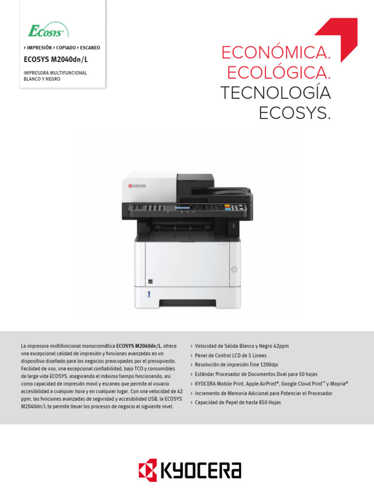 Especificaciones ECOSYS M2040dn MX V4 25052021 | PDF | Impresora ...