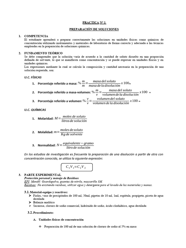Quím 2 PRACTICA 1 | PDF | Concentración | Química analítica