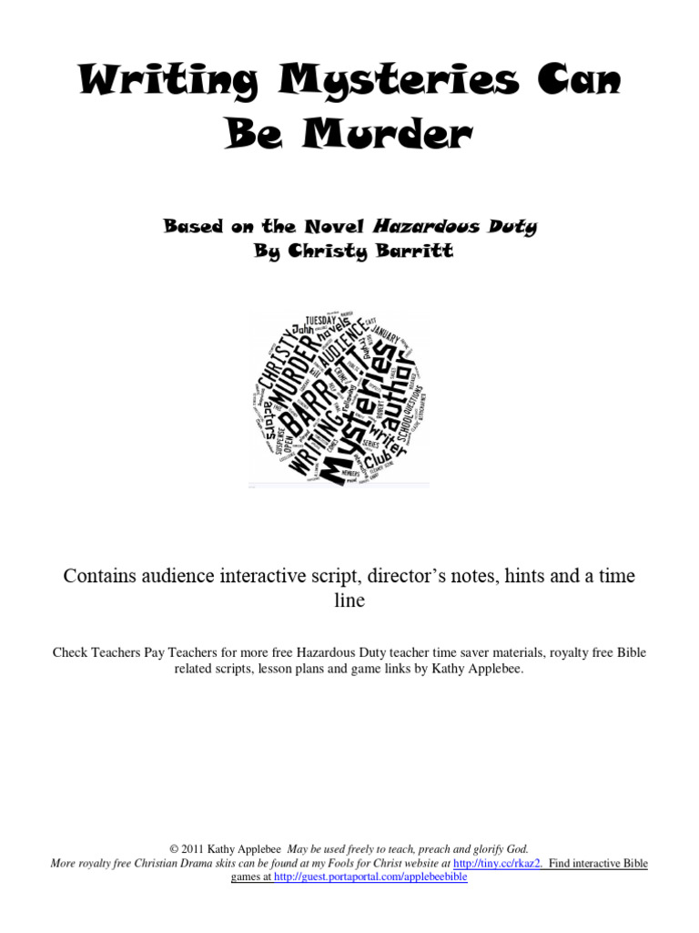 Writing Mysteries Can Be Murder: Based On The Novel by Christy Barritt ...