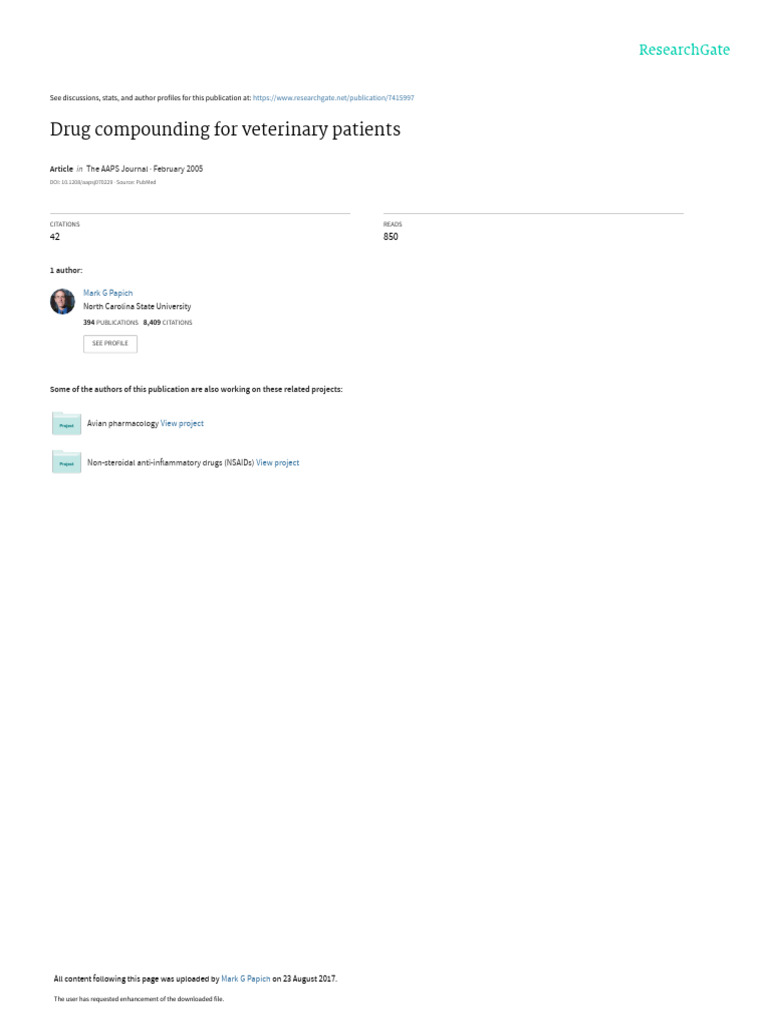 Veterinary Drug Compounding Guide | PDF | Pharmaceutical Formulation ...