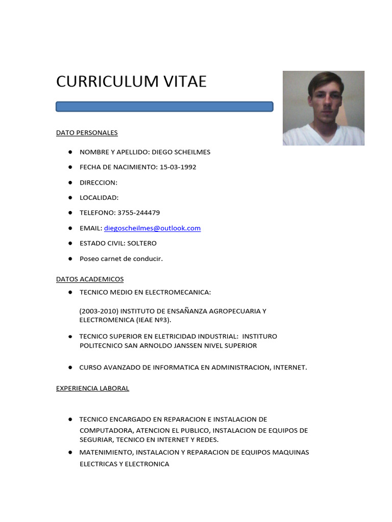 Curriculum Vitae Diego | PDF