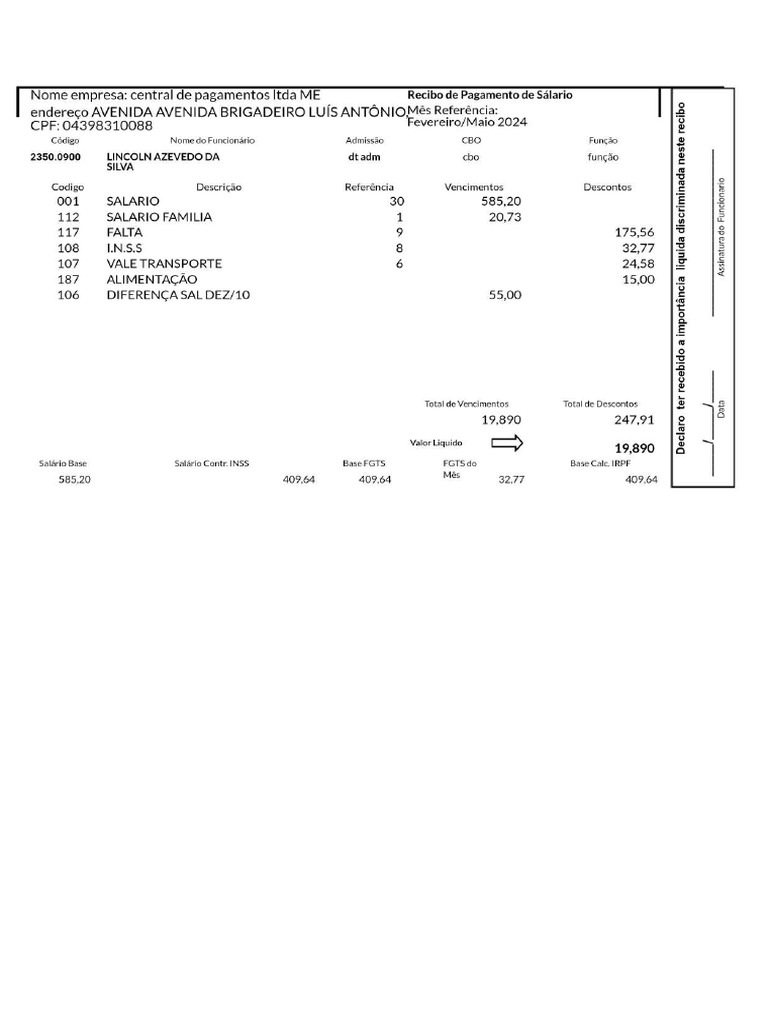 Modelo Contra Cheque - PDF 1 | PDF