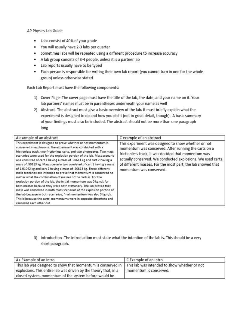 AP Physics Lab Guide | PDF | Momentum | Mass