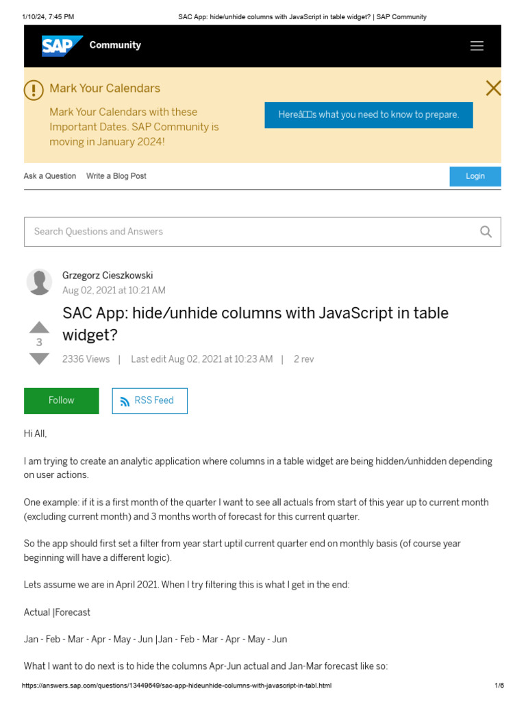 SAC App - Hide - Unhide Columns With JavaScript in Table Widget - SAP ... SAC App - Hide - Unhide Columns With JavaScript in Table Widget - SAP ...