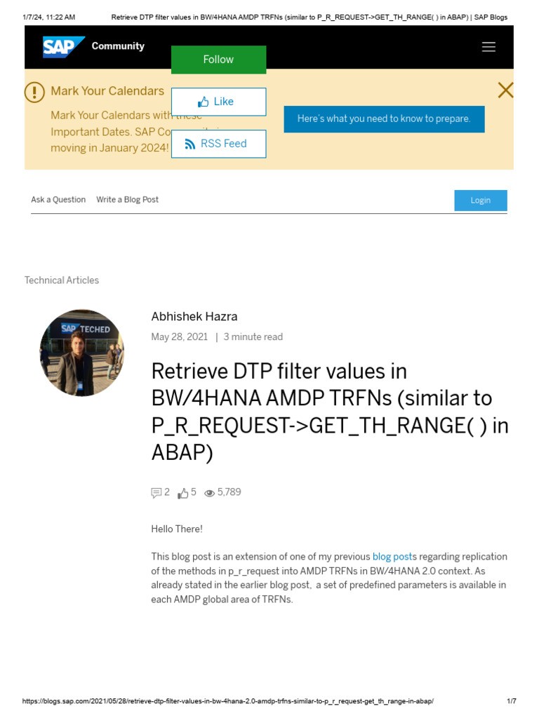 Retrieve DTP Filter Values in BW - 4HANA AMDP TRFNs (Similar To P - R ...