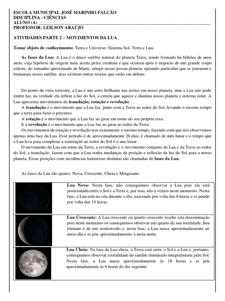 Movimentos Da Lua | PDF | Lua | Terra