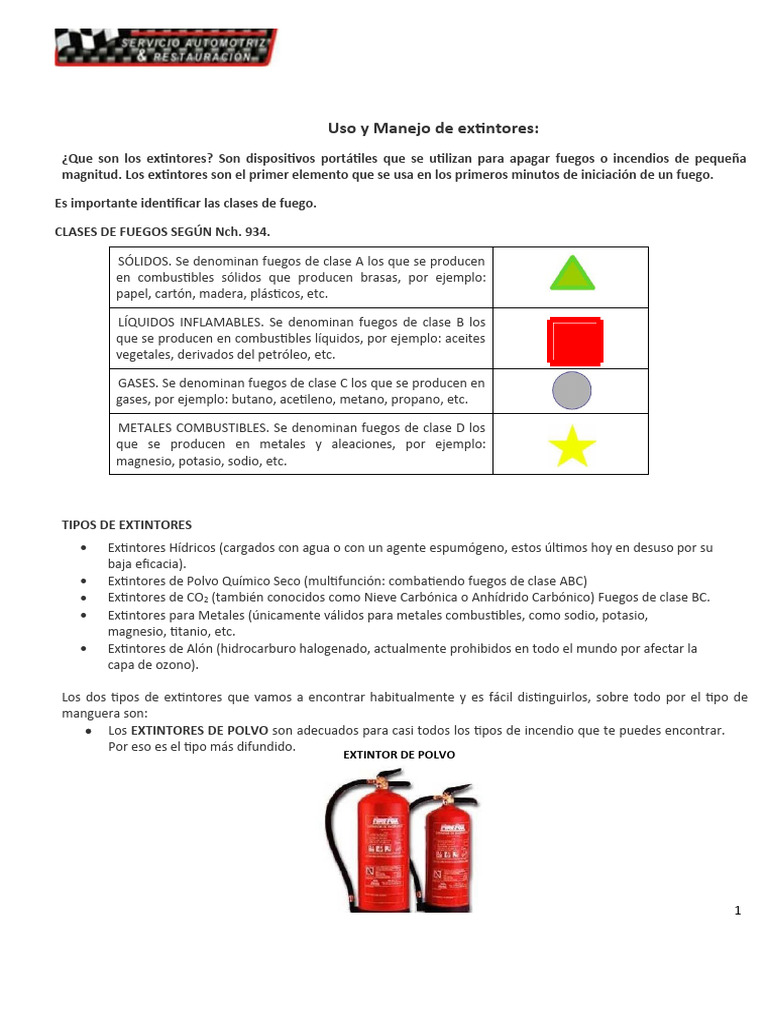 Uso y Manejo de Extintores._ | PDF | Combustibles | Incendios