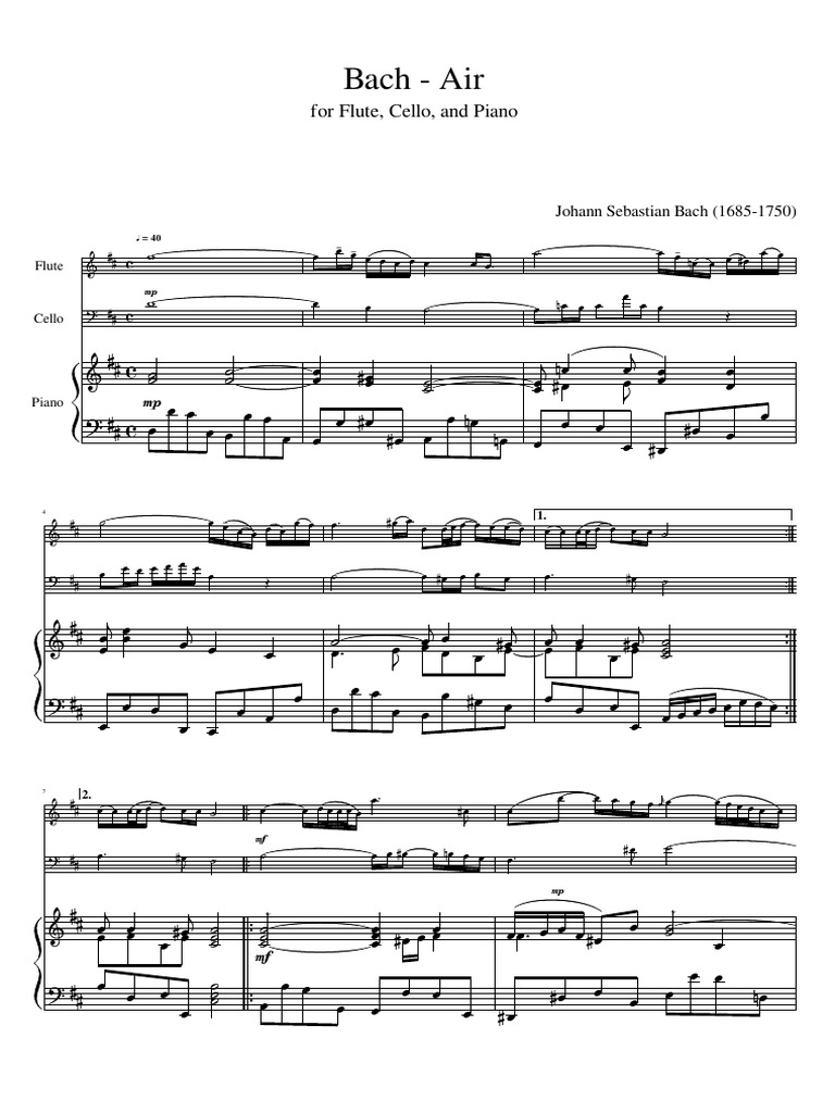 Bach Air For VN Cello Piano | PDF | Public Domain Music | Johann ...