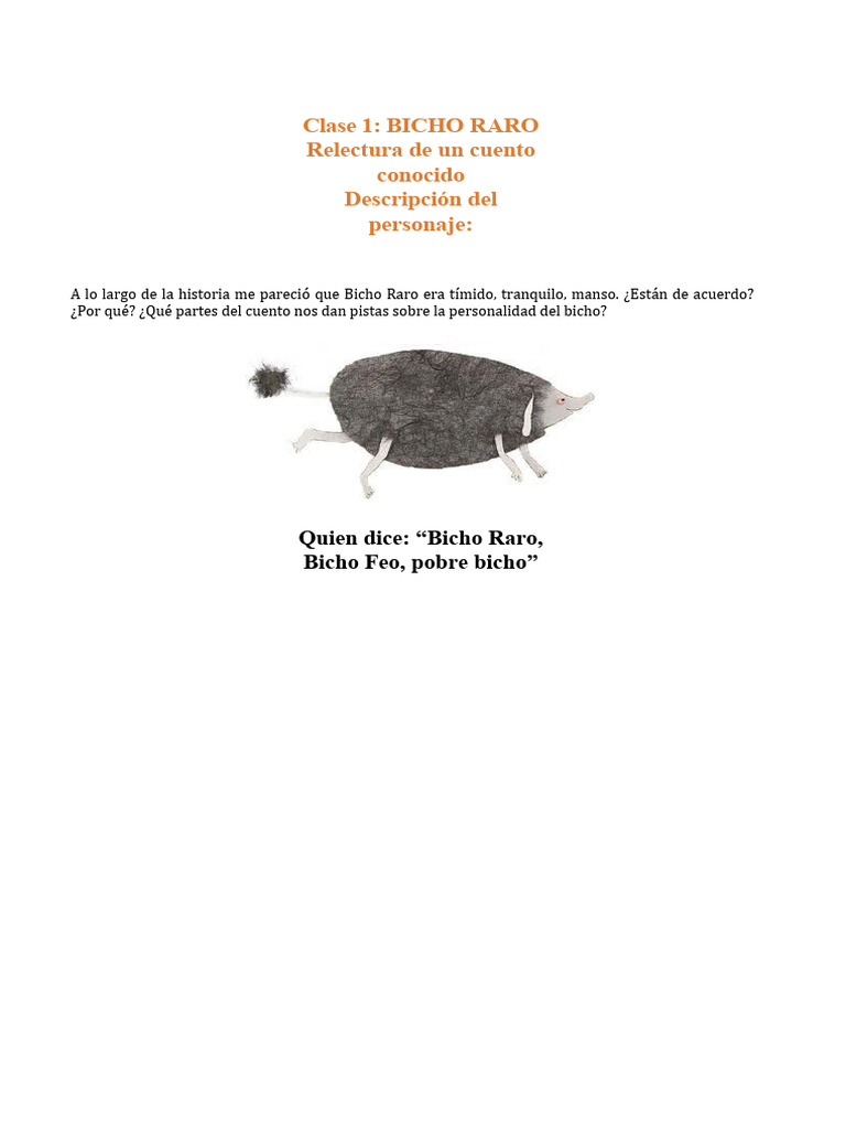 Análisis del personaje Bicho Raro | PDF