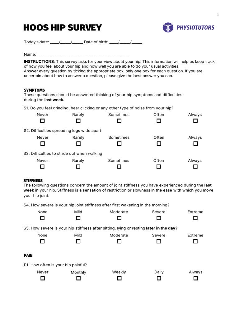 Hoos Hip Survey | PDF