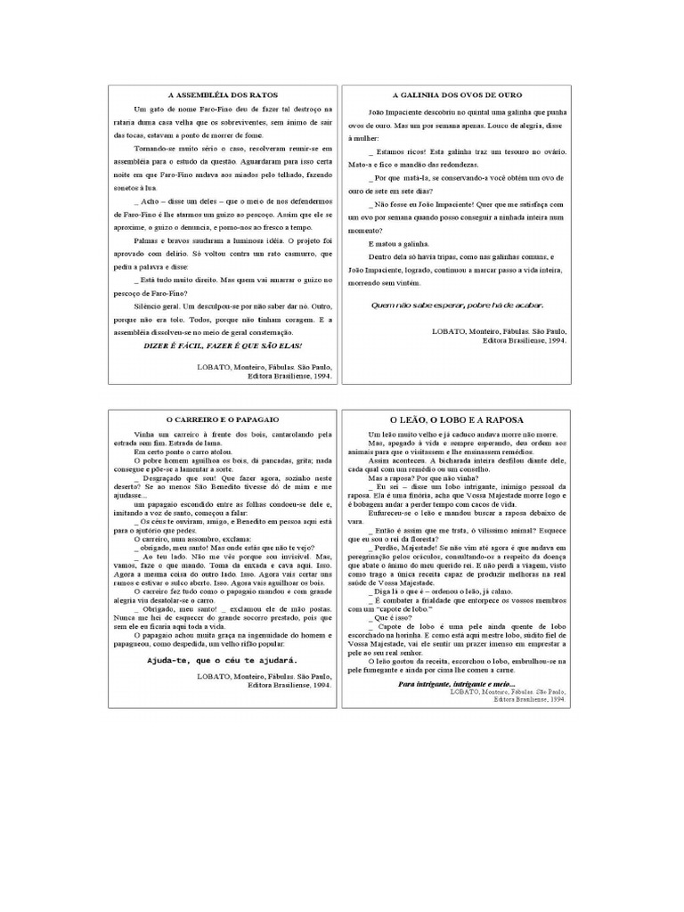 16 Fábulas Para Imprimir Baixe Em Pdf Pdf
