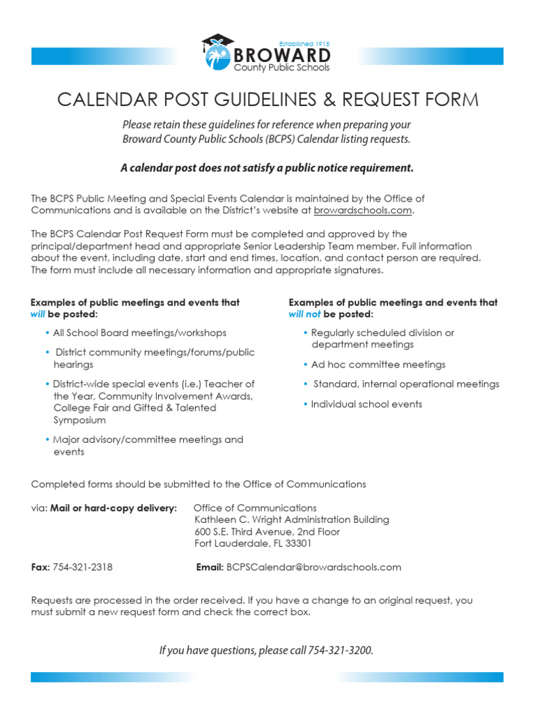 BCPS Calendar Request Form 2019 Form 7-15-19 | PDF