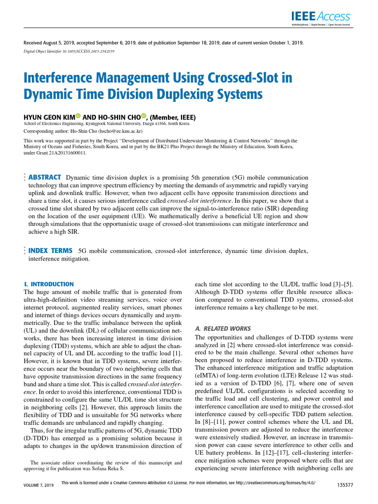 Interference Management Using Crossed-Slot in Dynamic Time Division Duplexing Systems | PDF ...