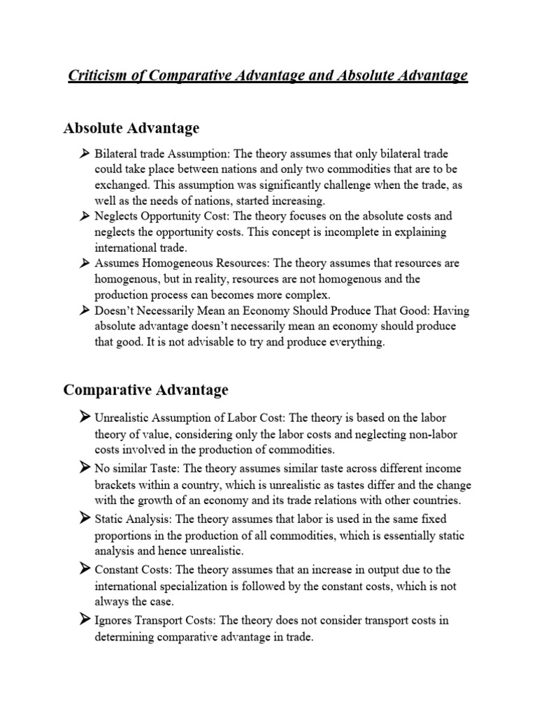 Criticism and Limitation | PDF | Comparative Advantage | Labour Economics