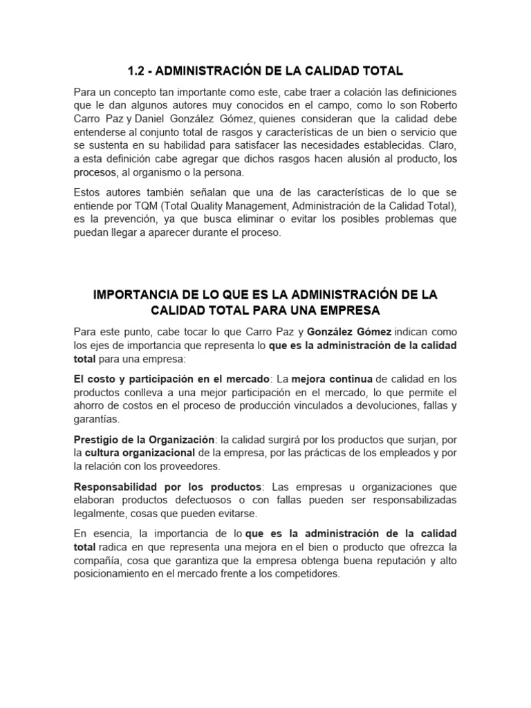 Administracion Por Calidad Total | PDF | Calidad (comercial) | Diseño