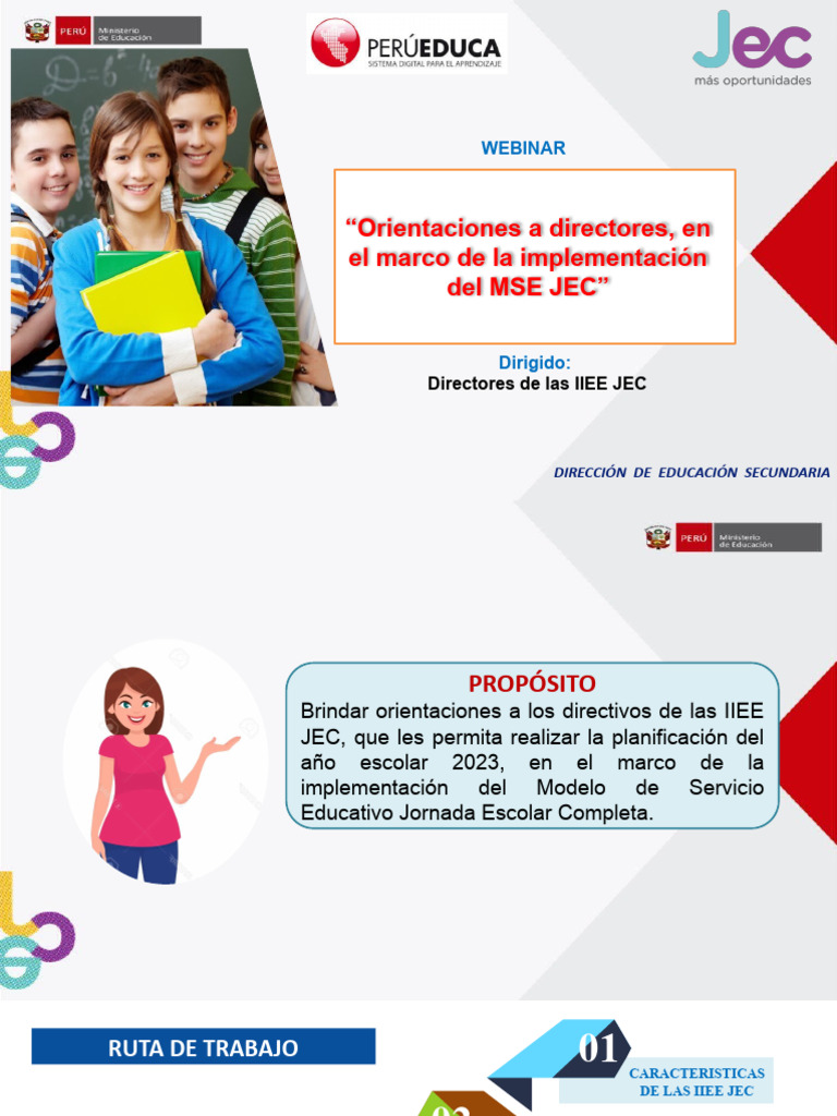 1 PPT - Webinar Jec - Orientaciones Directivo | PDF | Tecnología de información y comunicaciones ...