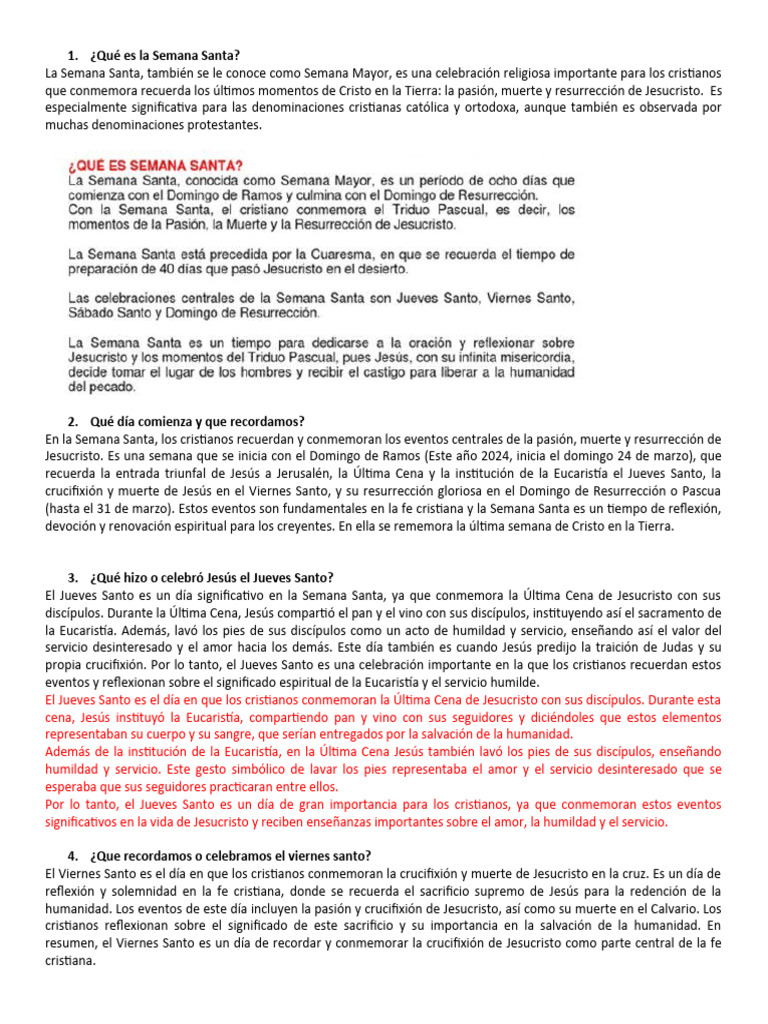 Semana Santa: Significado y Celebración | PDF | Pascua de Resurrección ...