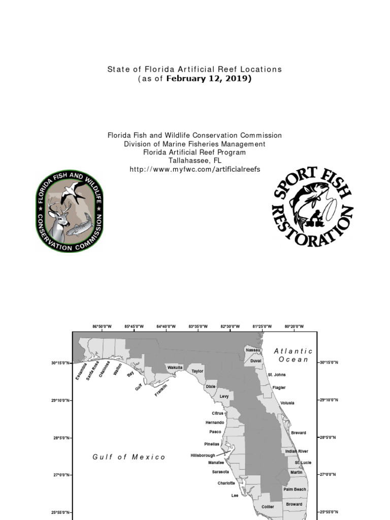 Florida Artificial Reef Locations Guide | PDF | Data | Global ...