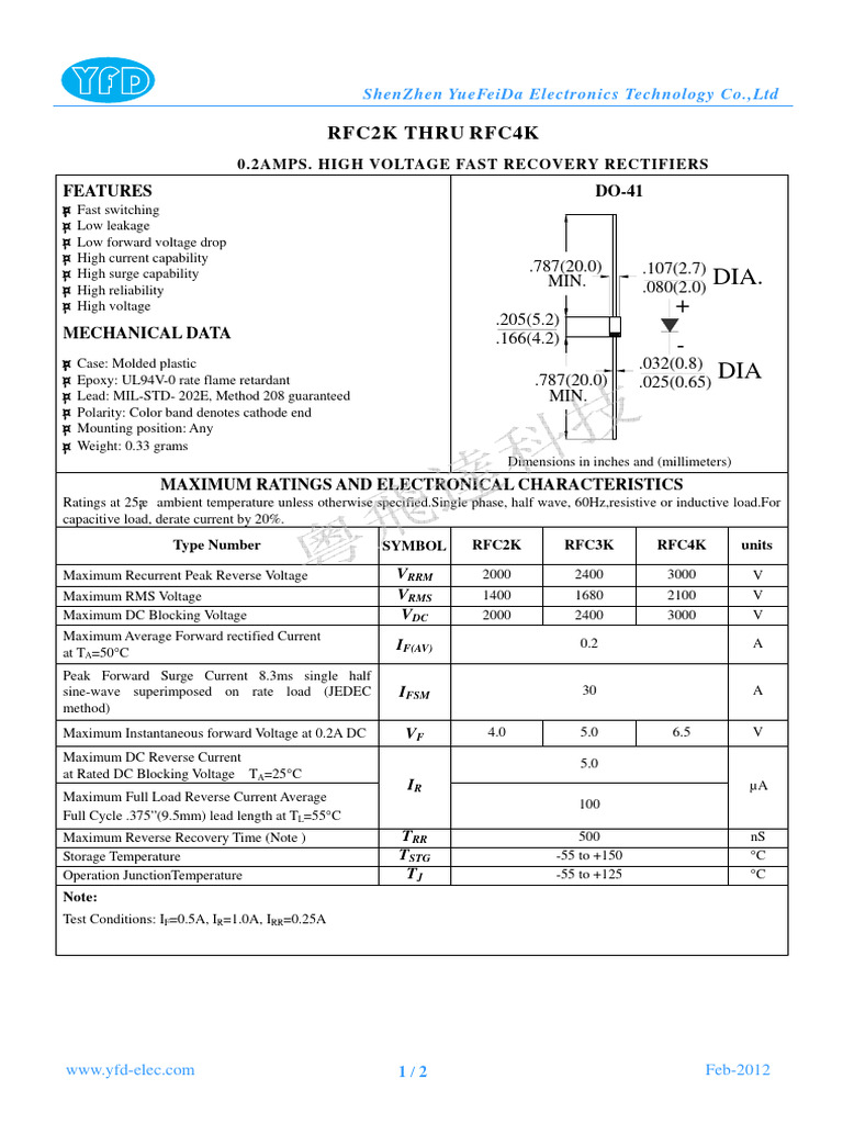 RFC2K-YFD | PDF | Rectifier | Electrical Engineering