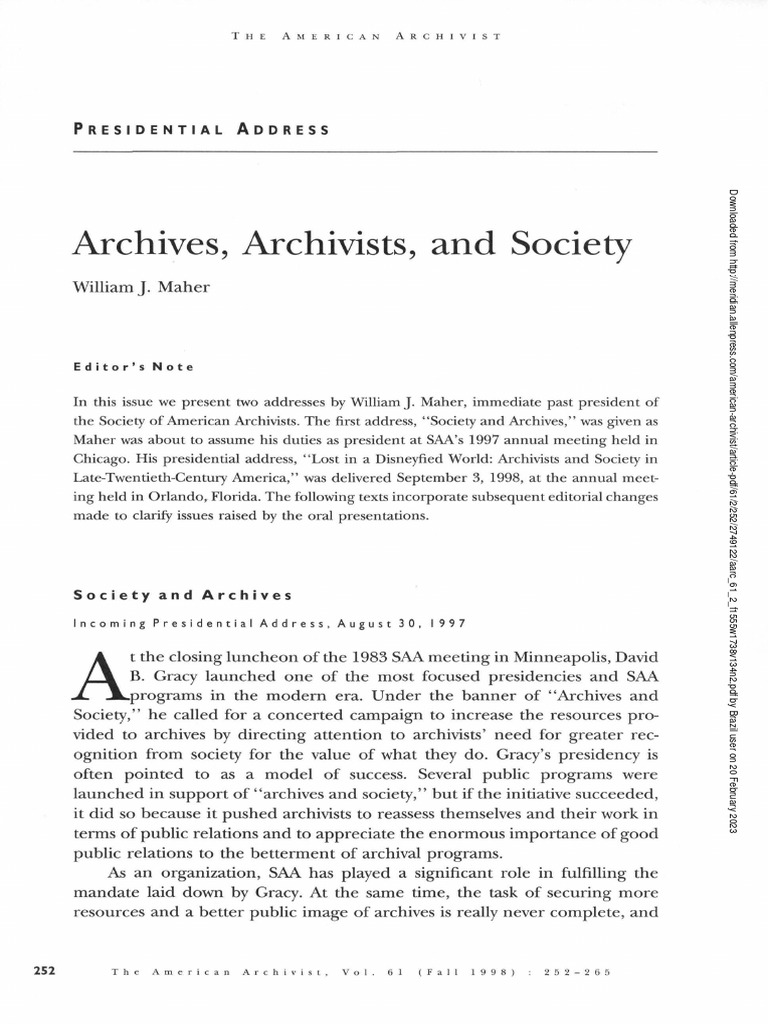 William Maher | Download Free PDF | Archivist | Archive