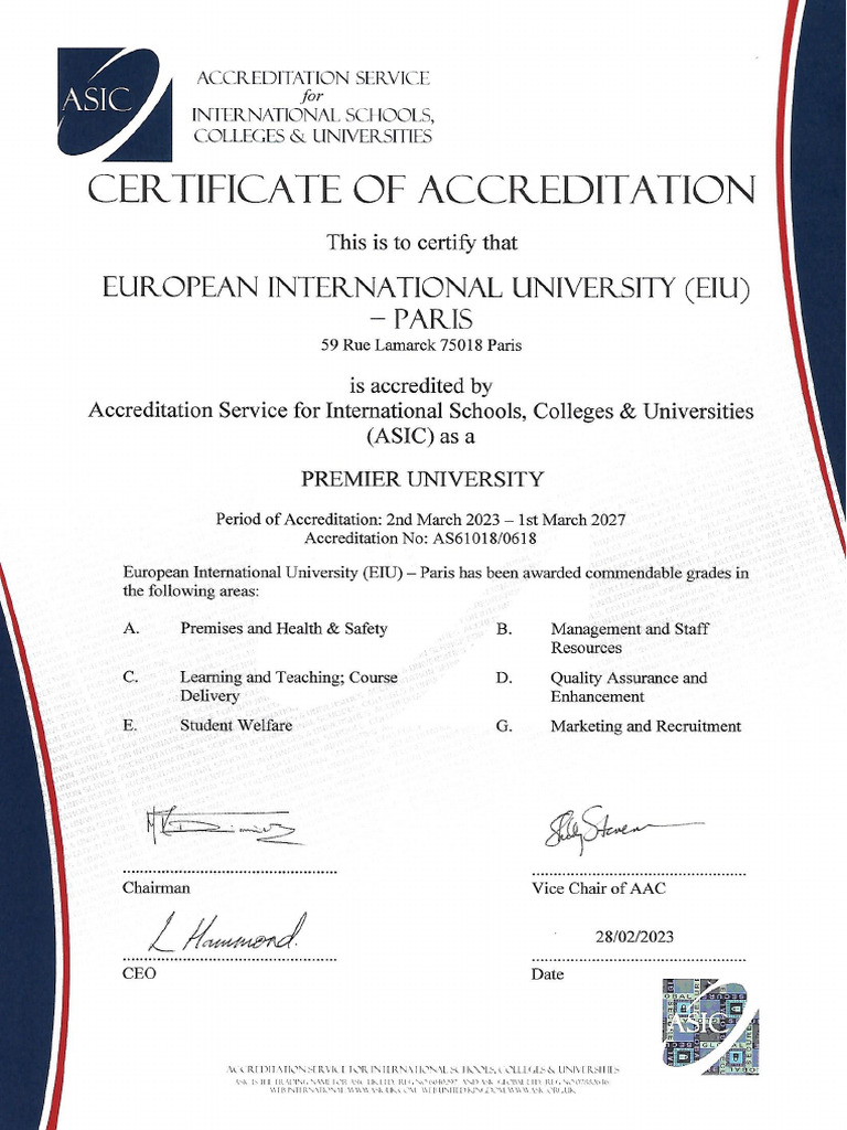 European International University EIU – Paris Full 2023 | PDF