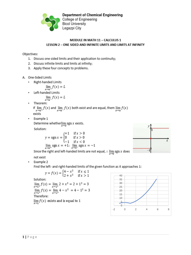 One-Sided and Infinite Limits in Calculus | PDF | Limit (Mathematics ...