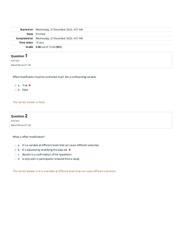 Self-Quiz Unit 6 - Attempt Review - 4 | PDF | Confounding | Scientific Method
