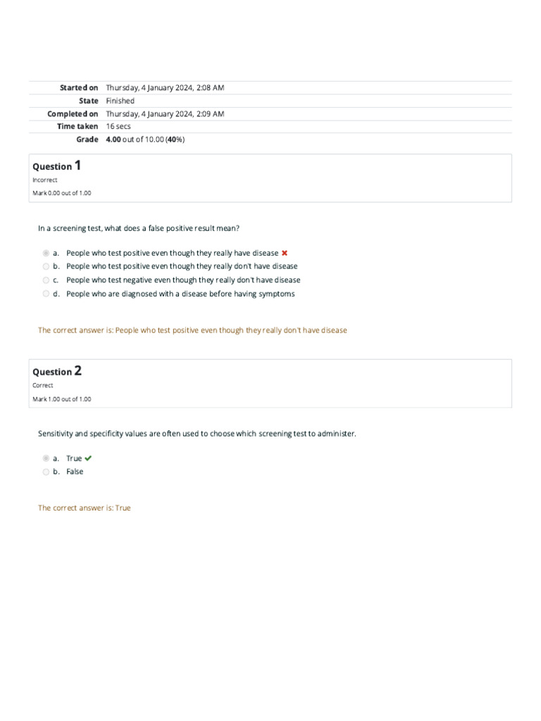 Self-Quiz Unit 7 - Attempt Review - 3 | PDF | Sensitivity And ...