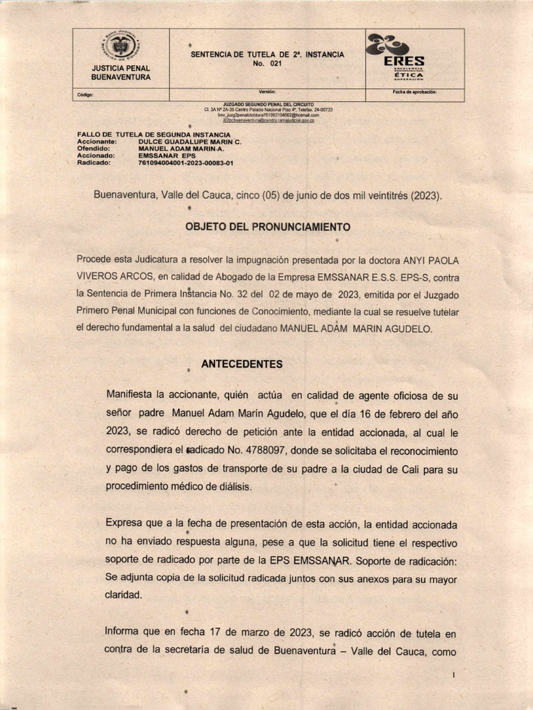 Sentencia No.021 2 Int. | PDF