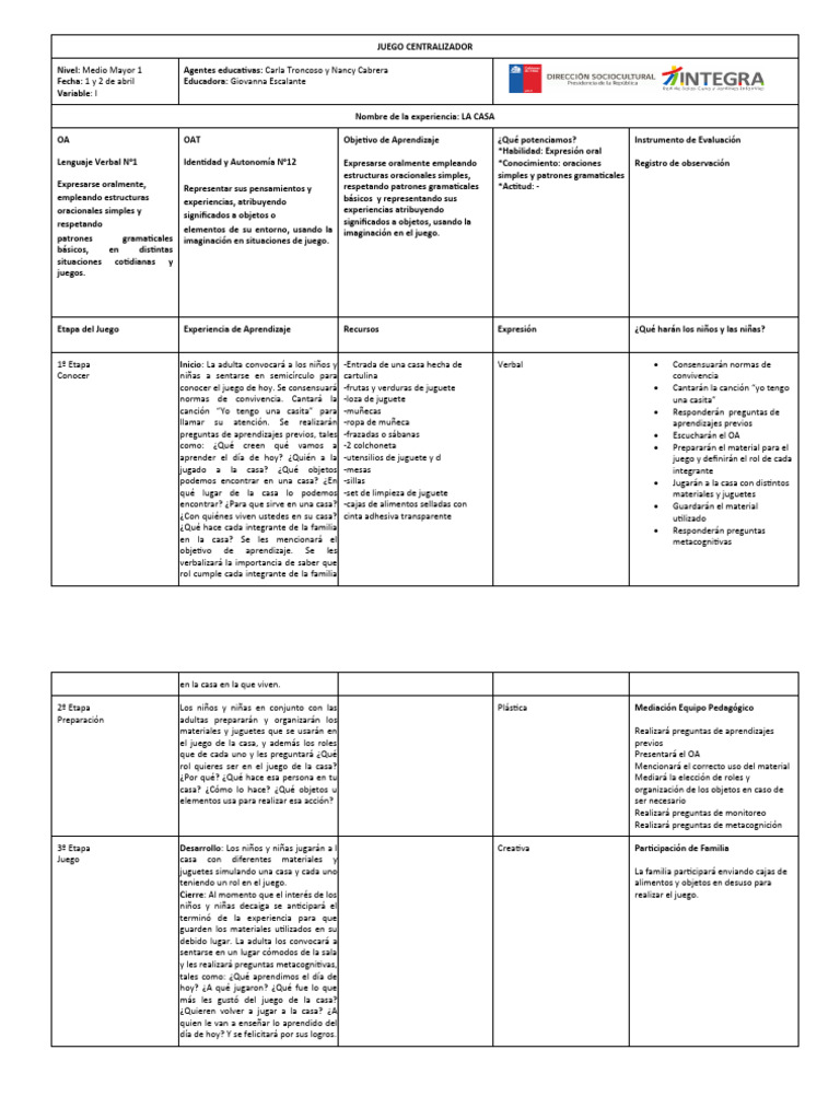 Planificación Juego Centralizador 1 y 2 de Abril Variable 1 | PDF ... Planificación Juego Centralizador 1 y 2 de Abril Variable 1 | PDF ...