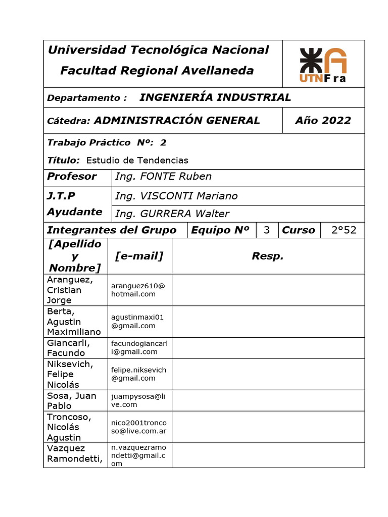 TP2 - Estudio de Tendencias | PDF | Matemáticas Aplicadas | Teoría estadística