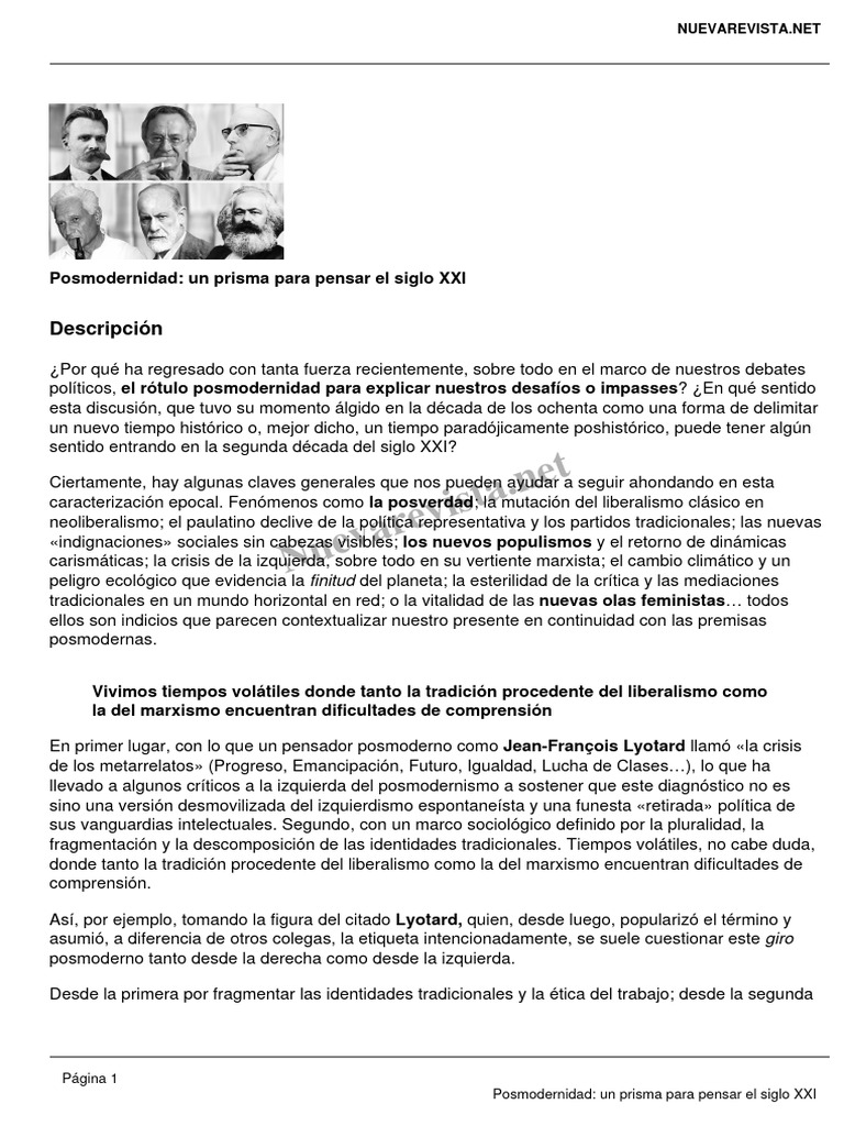 Posmodernidad - Un Prisma para Pensar El Siglo XXI | PDF | marxismo | Ideologías